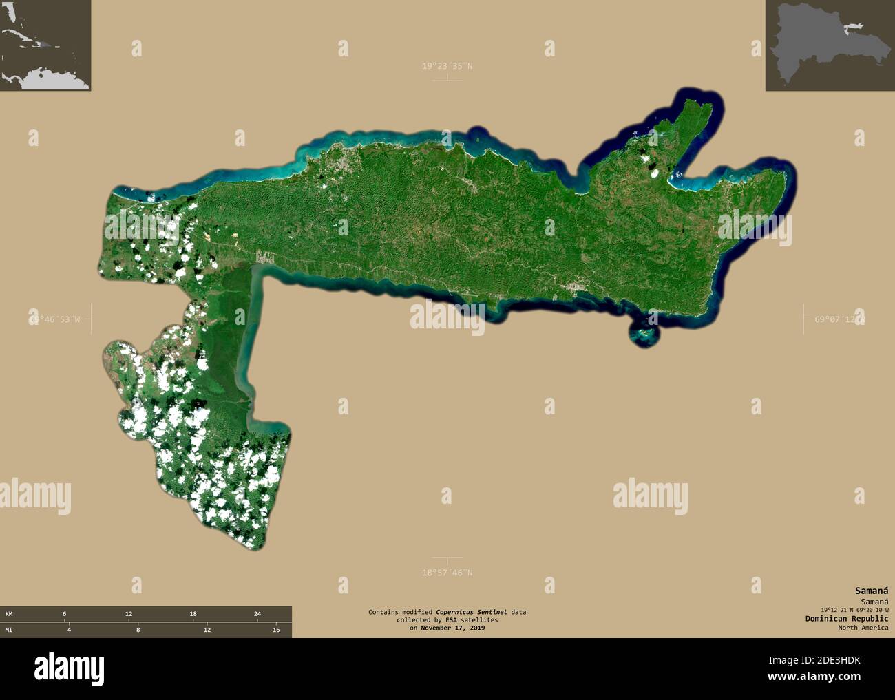 Samana, province of Dominican Republic. Sentinel-2 satellite imagery ...