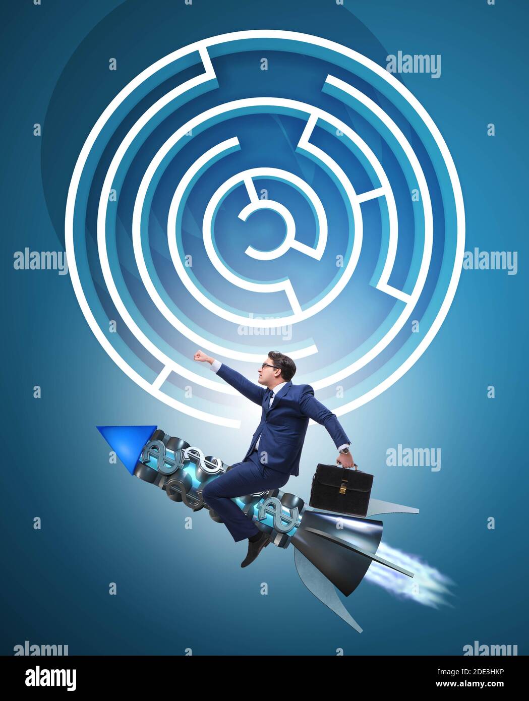 The uncertainty concept with businessman lost in maze labyrinth Stock ...