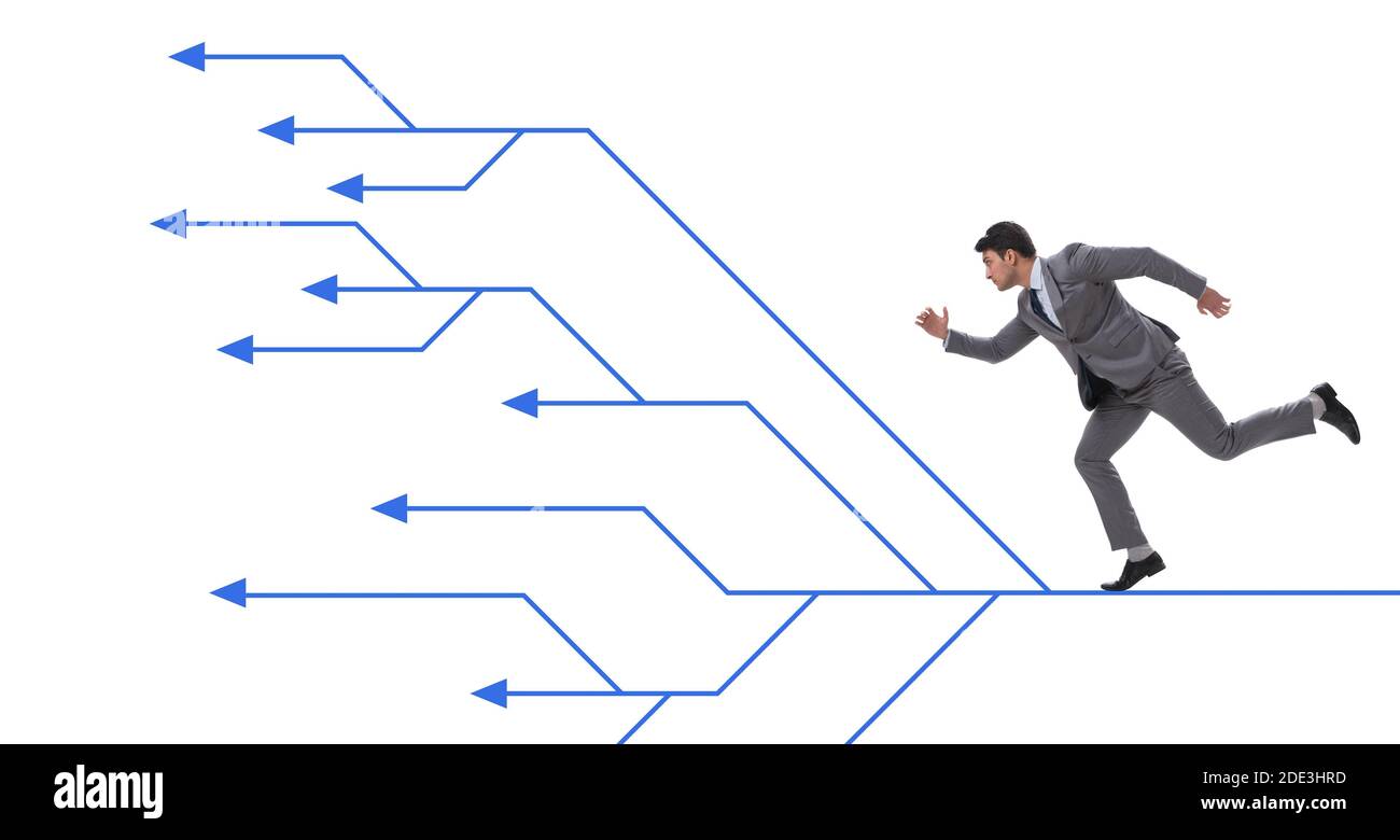 The businessman thinking of different career paths Stock Photo - Alamy