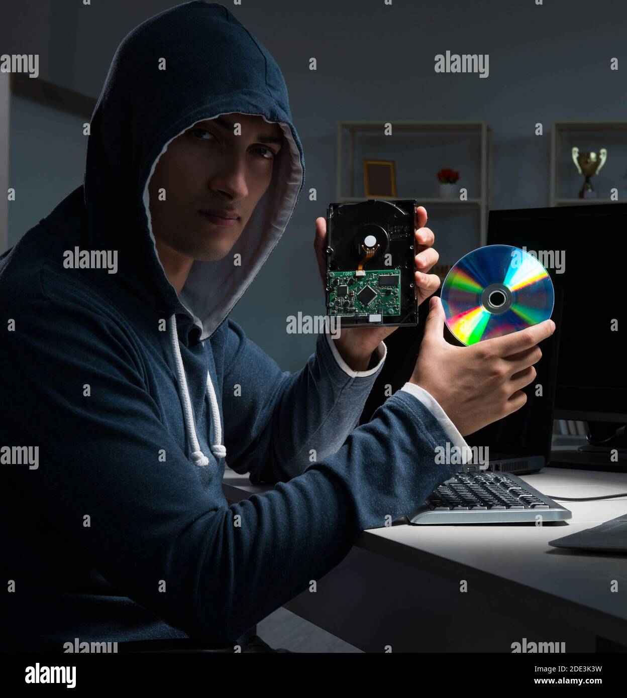 The hacker hacking computer at night Stock Photo - Alamy