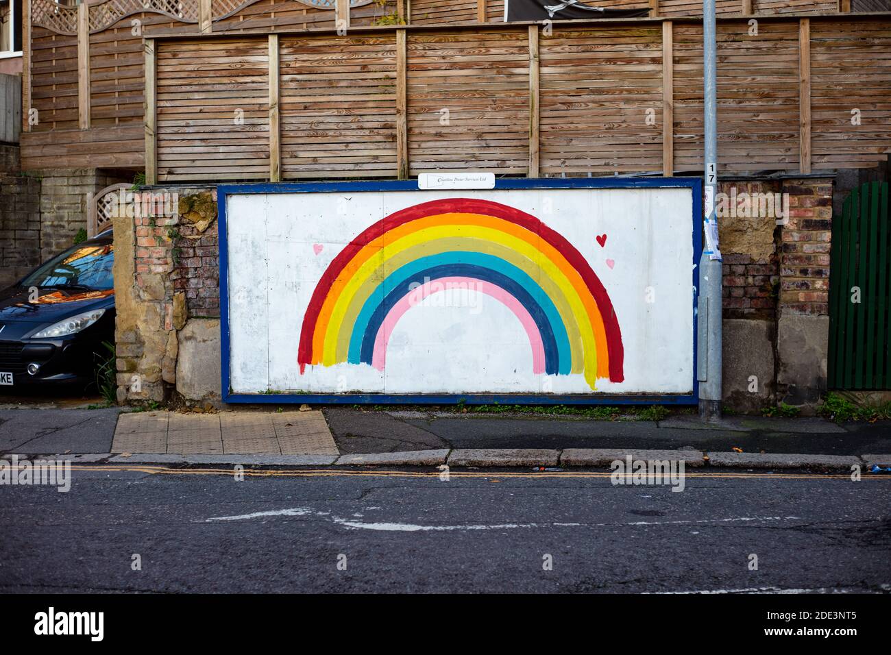Rainbow street art in Hastings, Sussex Stock Photo - Alamy