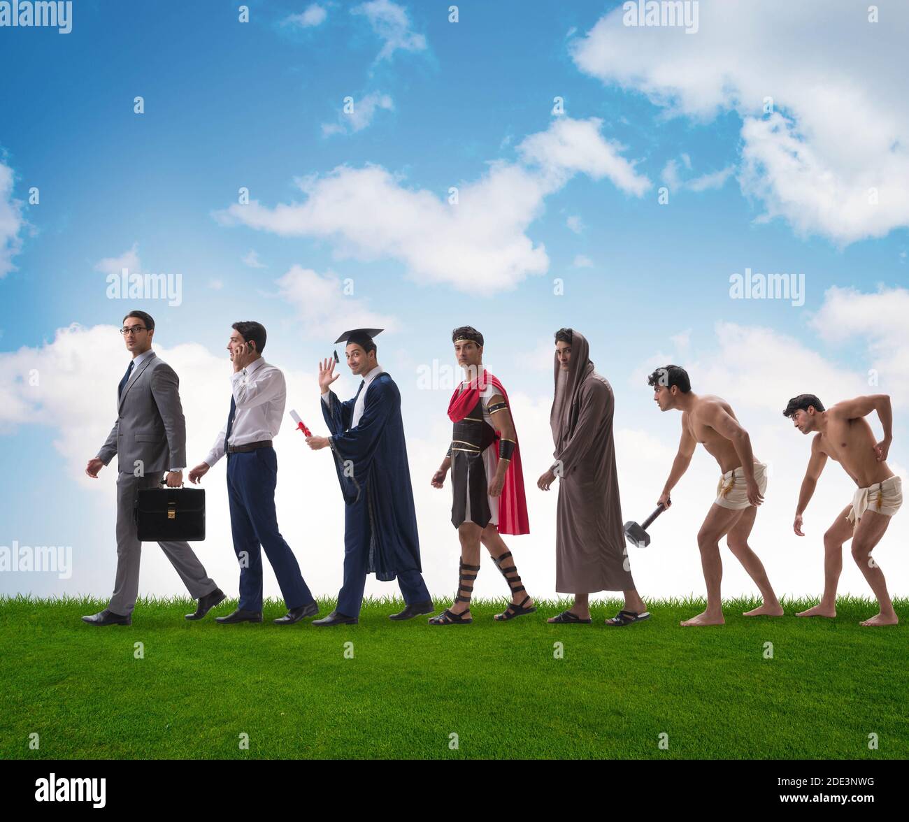 The progression of man mankind from ancient to modern Stock Photo - Alamy