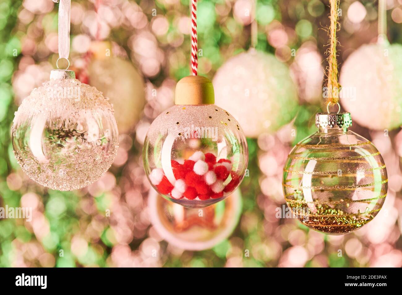 Transparent spherical decorations filled with tiny stuff and other ...