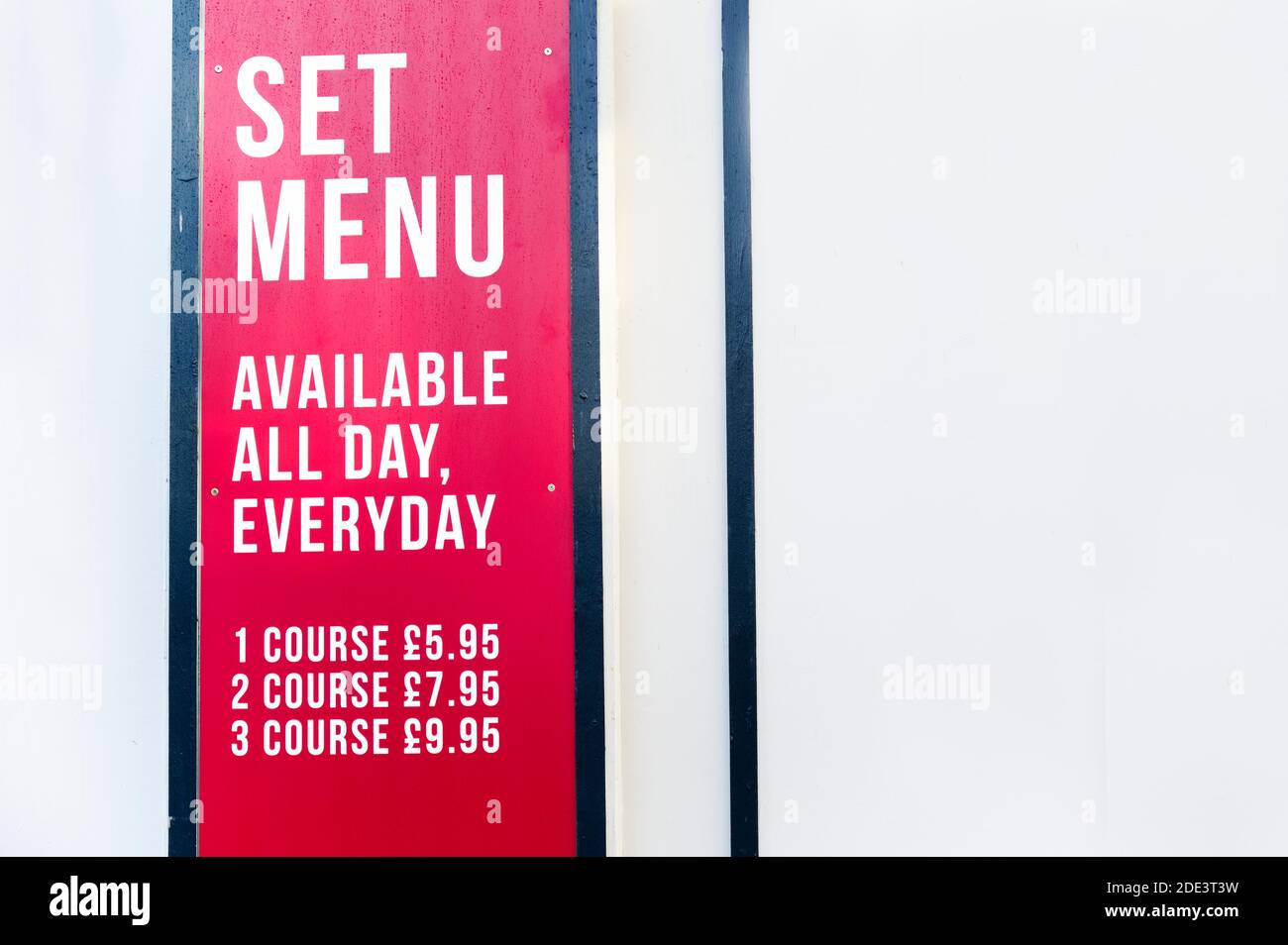 Set menu all day everyday sign outside restaurant Stock Photo - Alamy