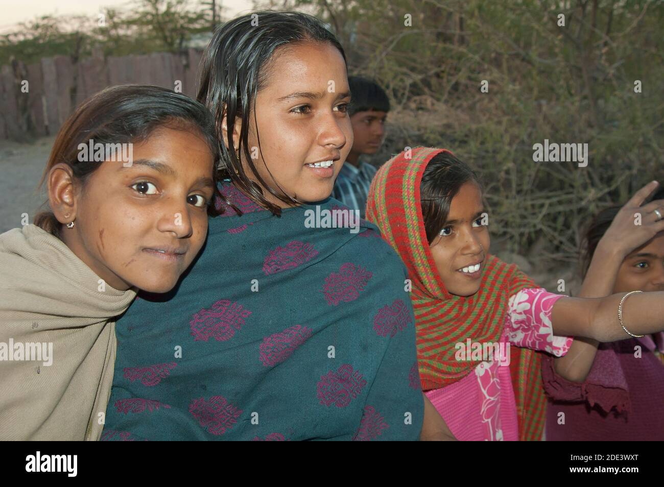 smiling girls in a village, Rajasthan, India Stock Photo - Alamy