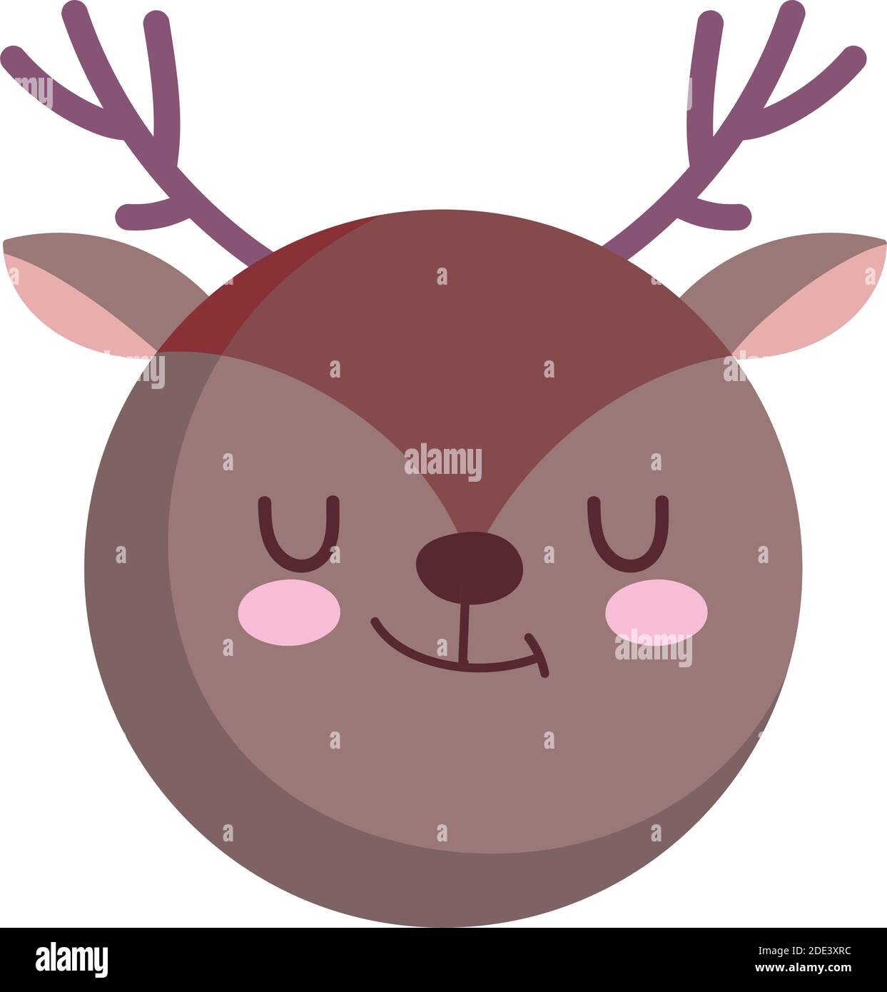 merry christmas cute reindeer face decoration and celebration icon ...