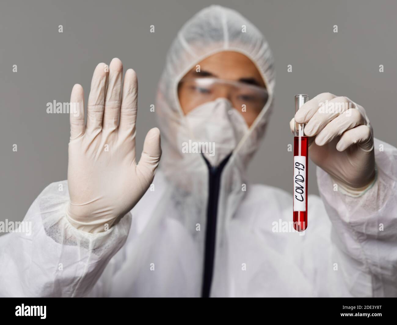 male asian appearance test laboratory for covid 19 research diagnostics ...