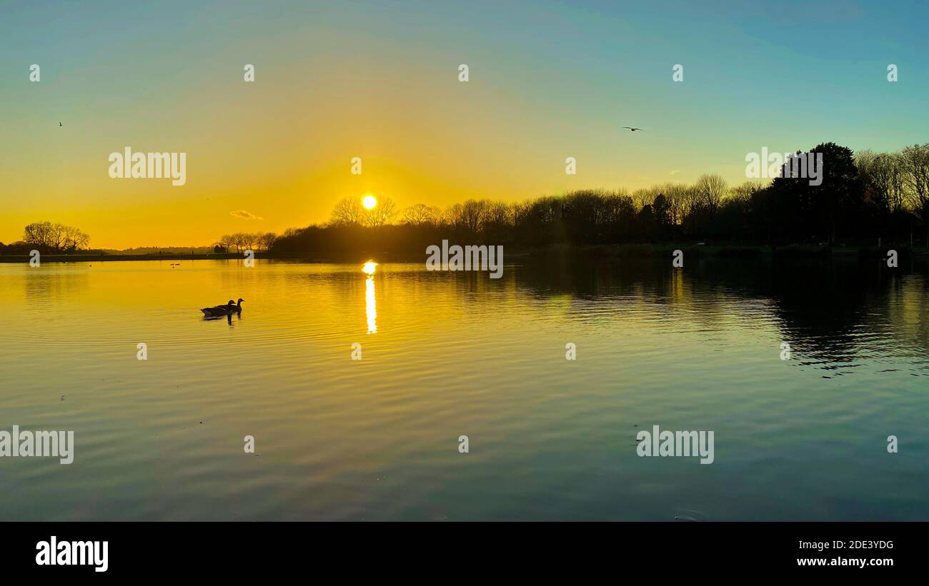 Golden shore blue lake autumn hi-res stock photography and images - Alamy