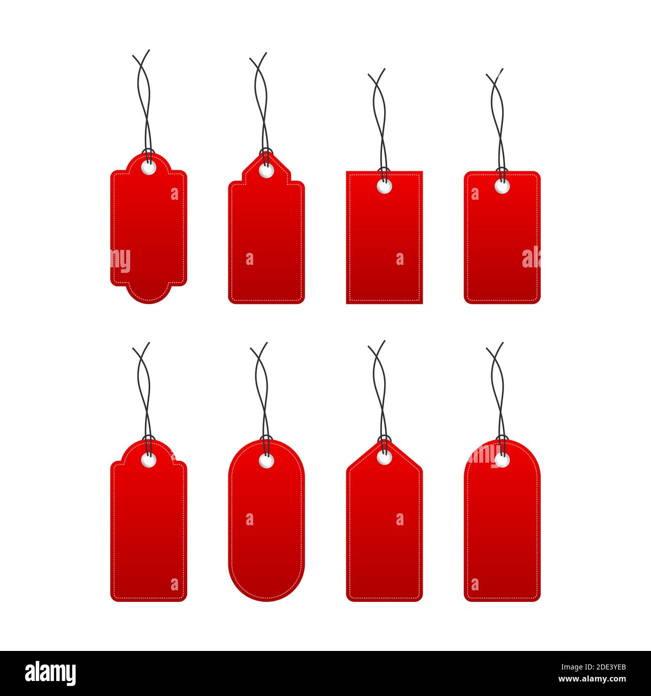 Set of various blank white paper tags, labels, stickers. Isolated ...