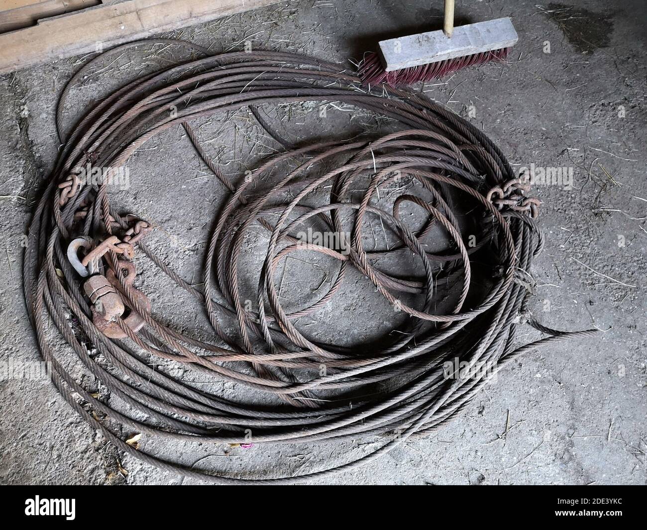 A vertical shot of heavy duty steel wire ropes Stock Photo - Alamy