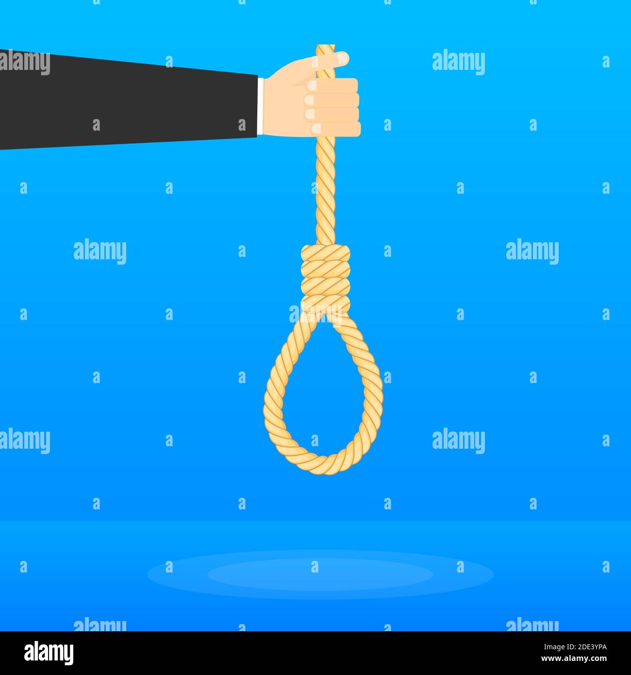 Rope hanging loop. Suicide and business. Tightens noose. Vector ...