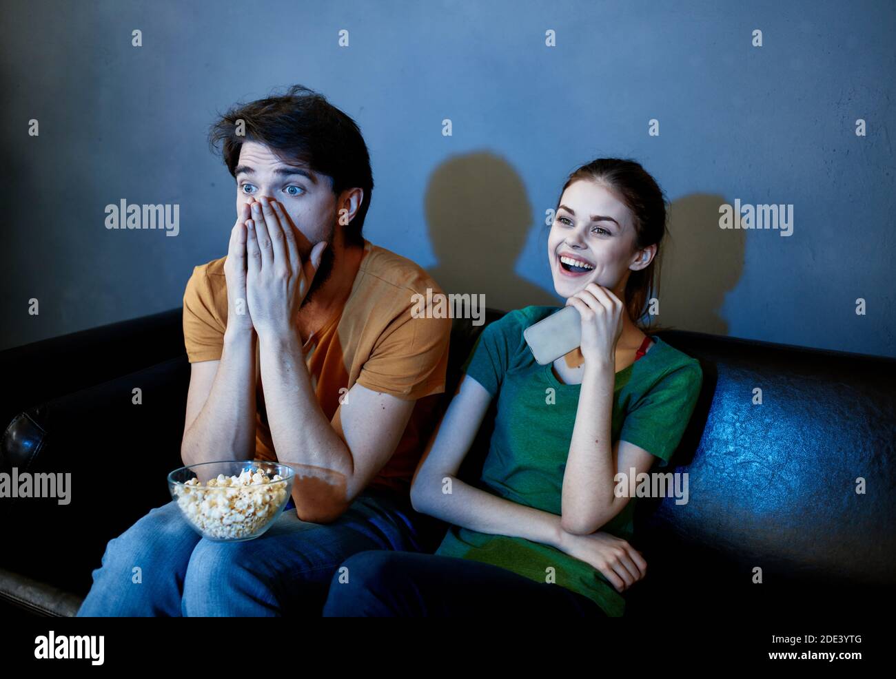 Boy watching tv scared hi-res stock photography and images - Alamy