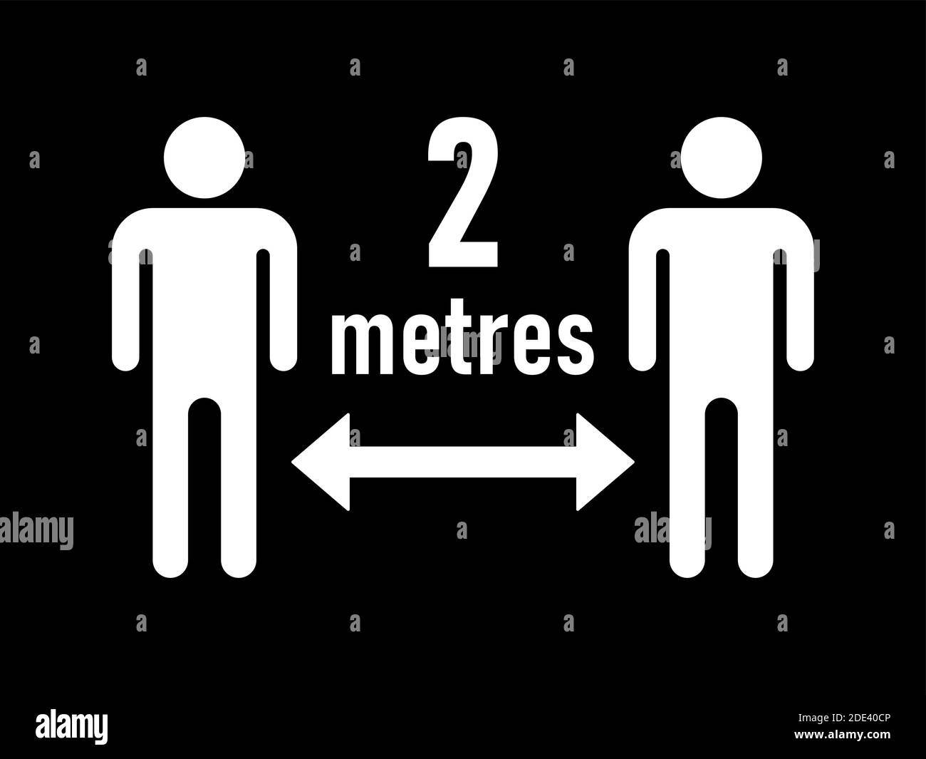 Keep Your Distance 2 Metres or 2 m Social Distancing Warning Symbol ...