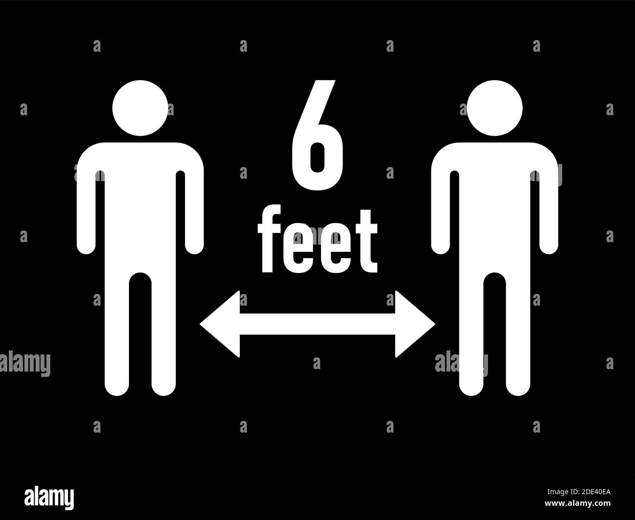 Keep Your Distance 6 Feet or 6 ft Social Distancing Warning Symbol ...