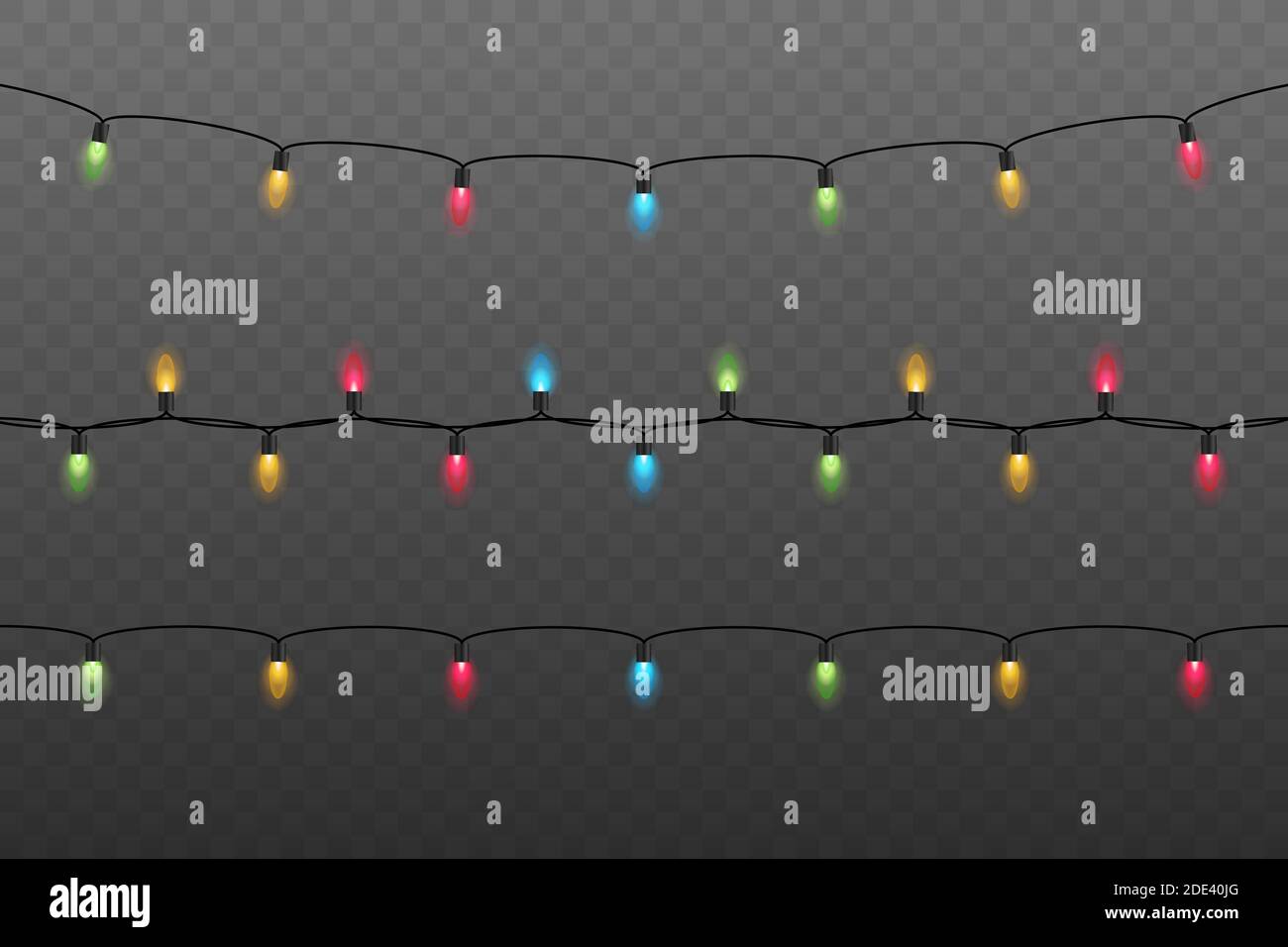 Christmas lights. Glowing lights for Xmas Holiday cards, banners ...