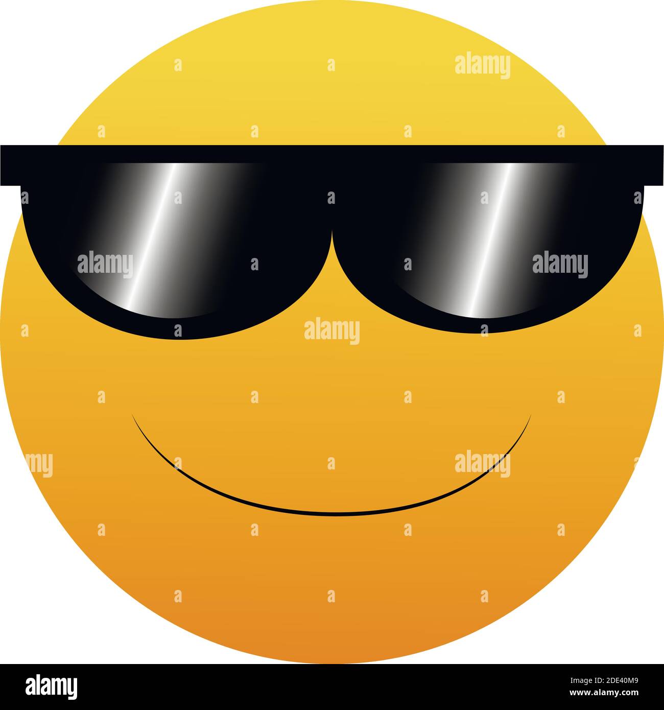 Emoticon with Sun Glasses. Smile icon. Isolated Vector Illustration on ...