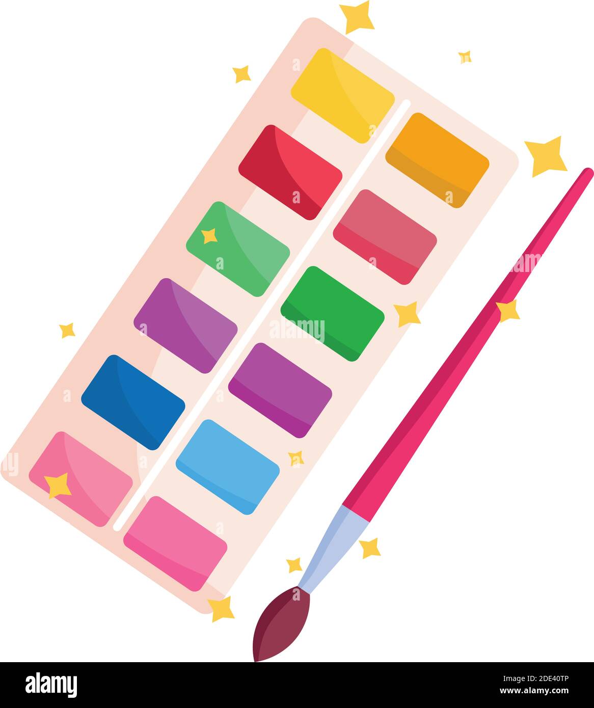 back to school, artistic watercolor palette brush cartoon icon vector ...