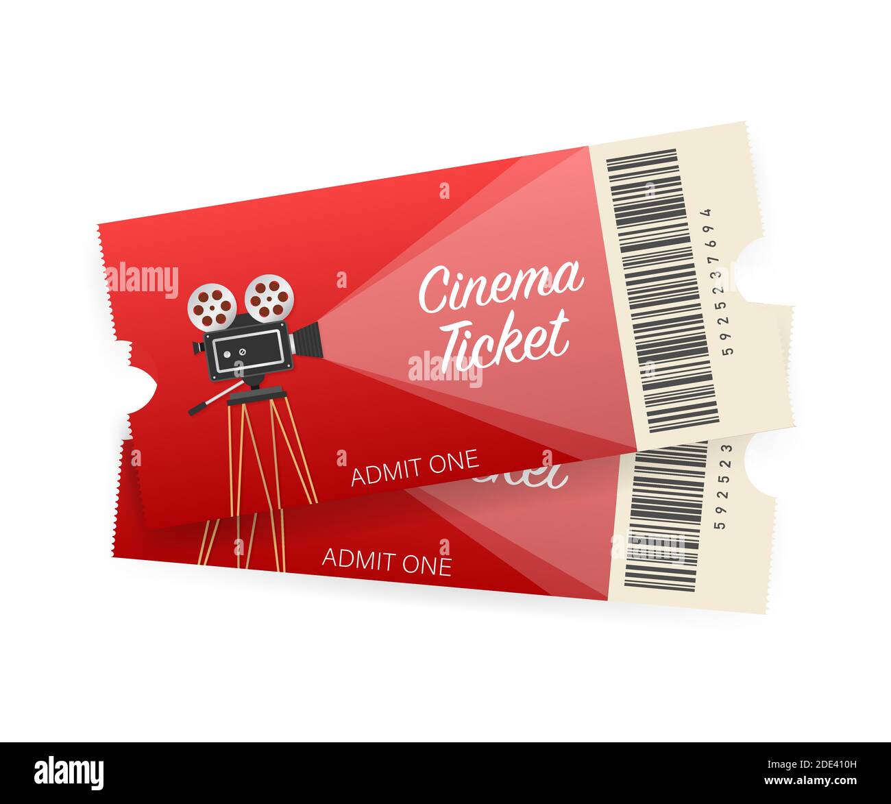 Cinema tickets isolated on white background. Realistic front view ...