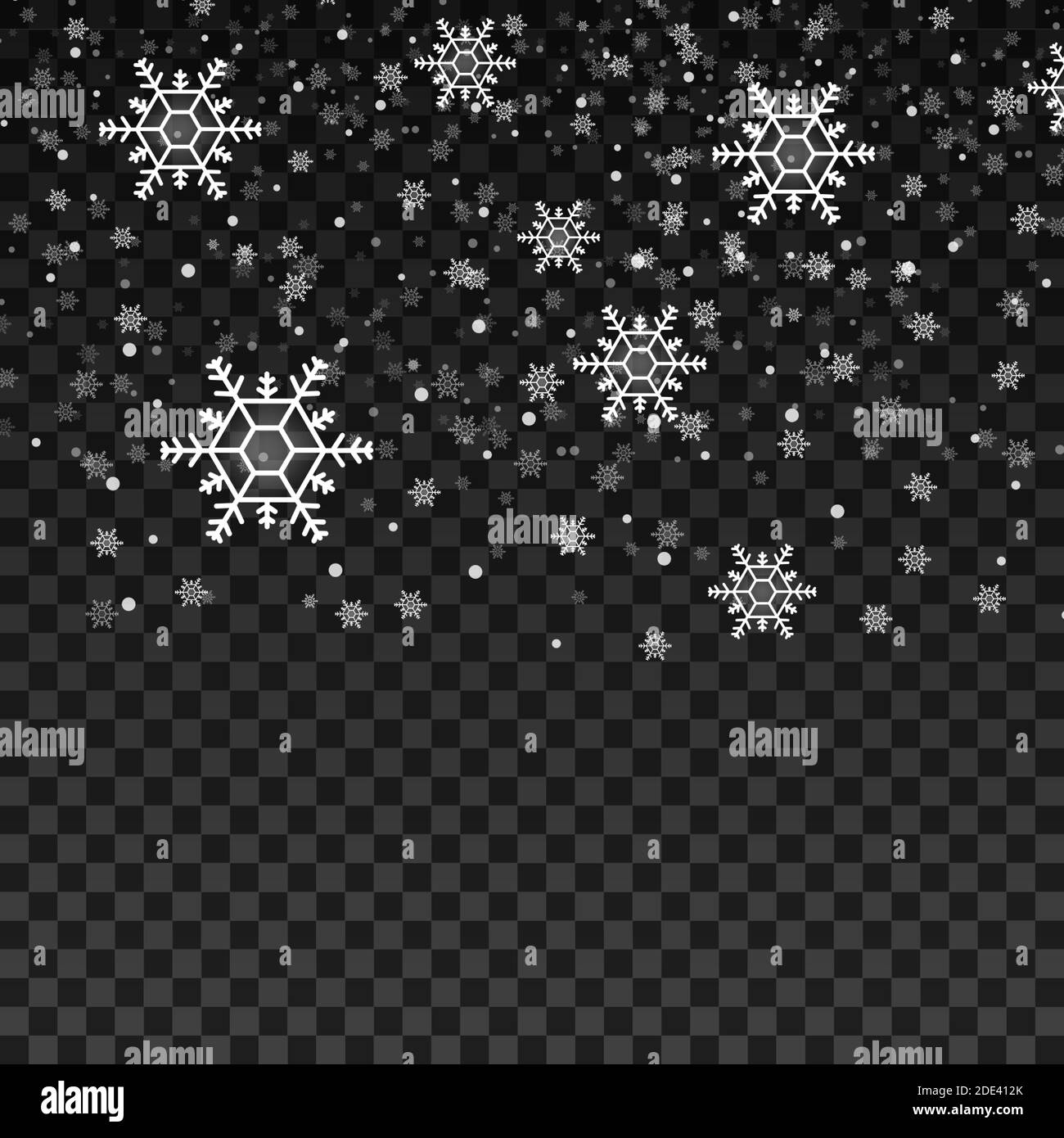Many white cold flake elements on transparent background. Heavy ...
