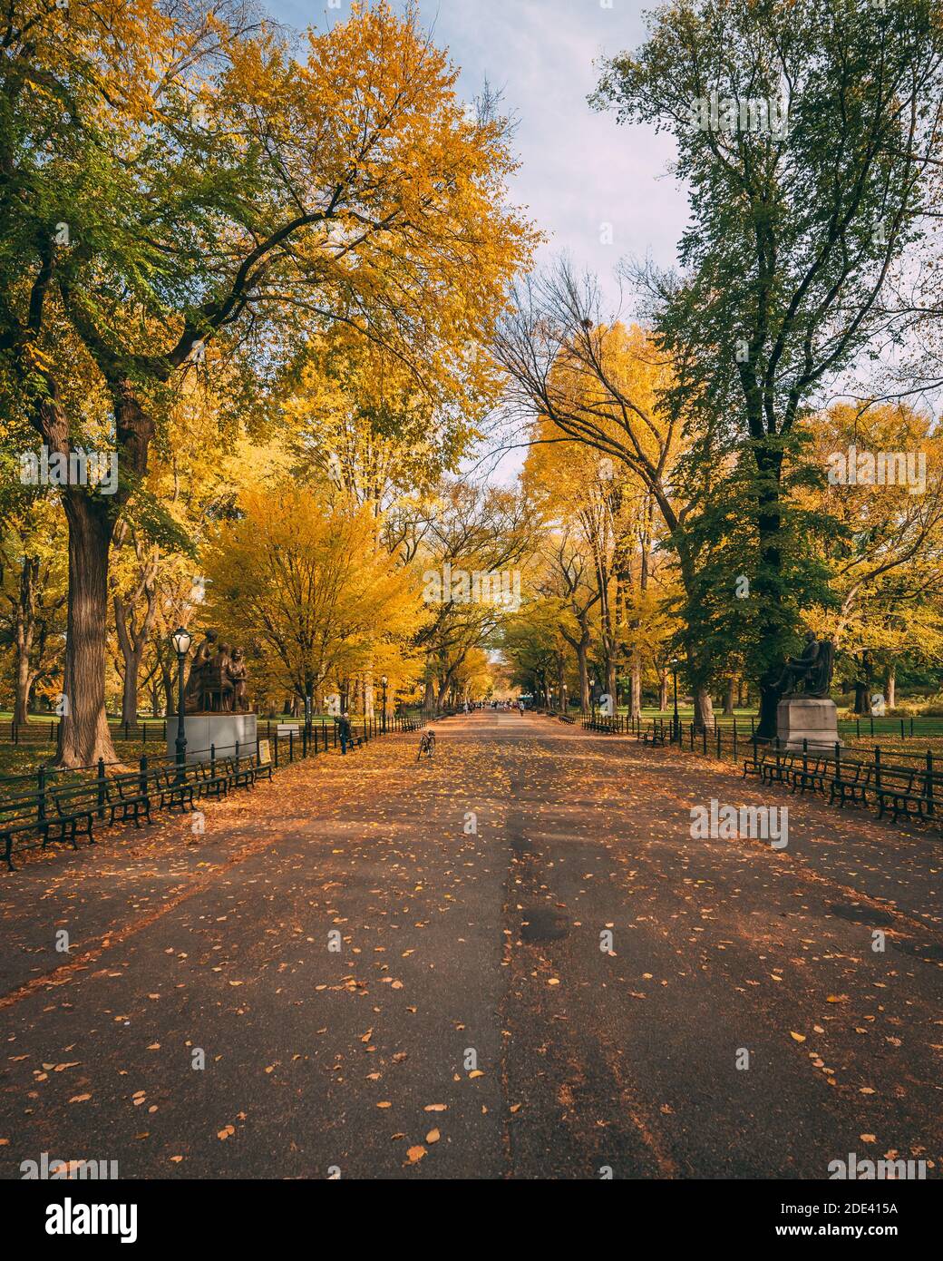 Autumn color at The Mall, in Central Park, Manhattan, New York City ...