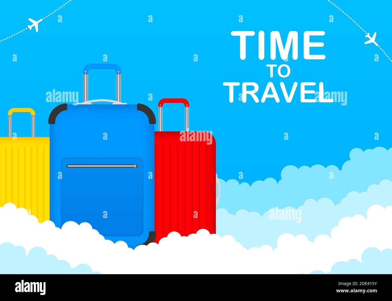 Time to Travel Tourism Poster Concept Front View with Red, yellow and ...