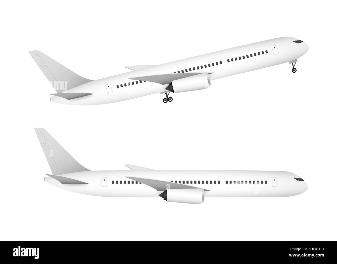 White airplane on a white background in profile, isolated. Vector stock ...