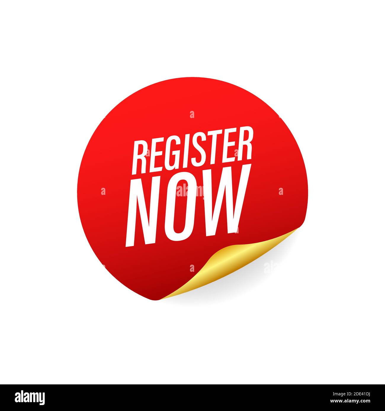 Red register now sticker on white background. Vector stock illustration ...