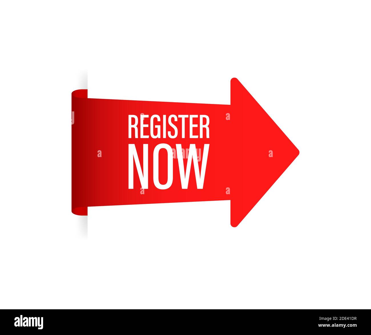 Red register now sticker on white background. Vector stock illustration ...