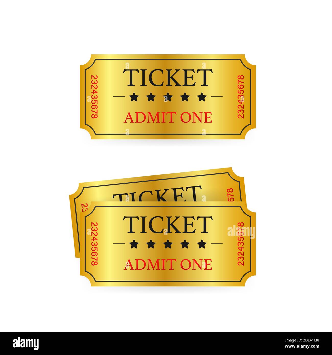 Realistic golden show ticket. Old premium cinema entrance tickets Stock ...