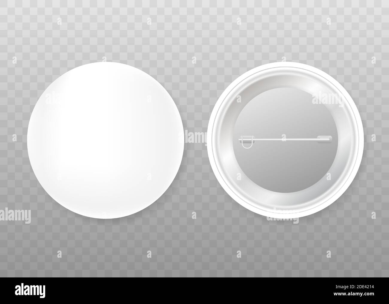 Pin badges. White round blank button. Souvenir magnet badging mockup ...