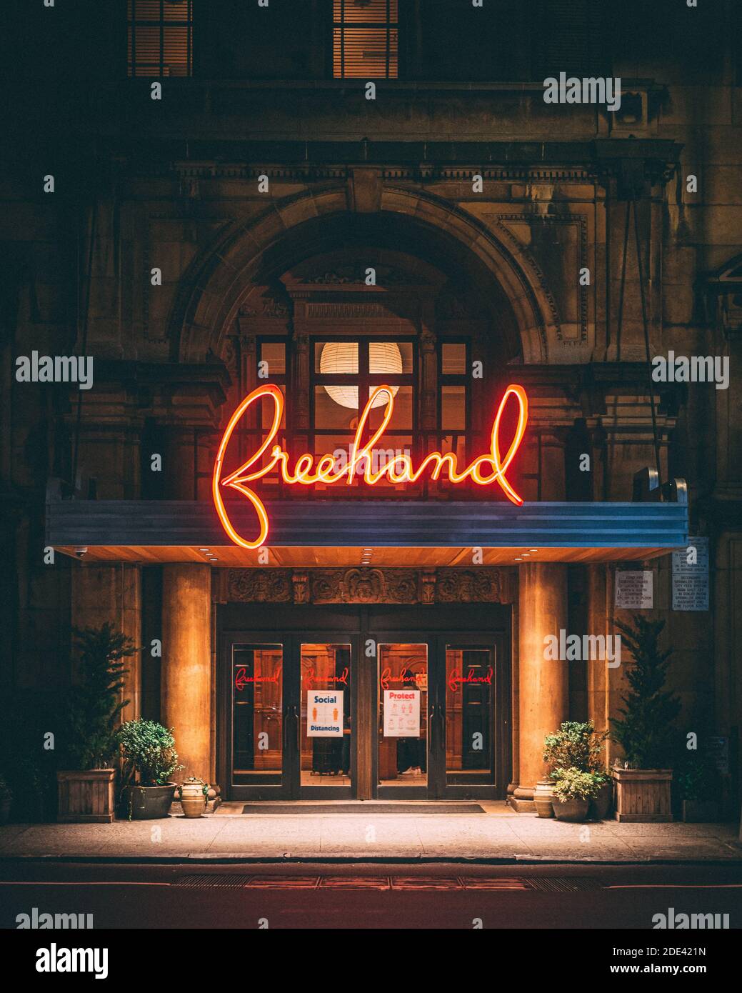 Neon sign of the Freehand Hotel, in Manhattan, New York City Stock ...