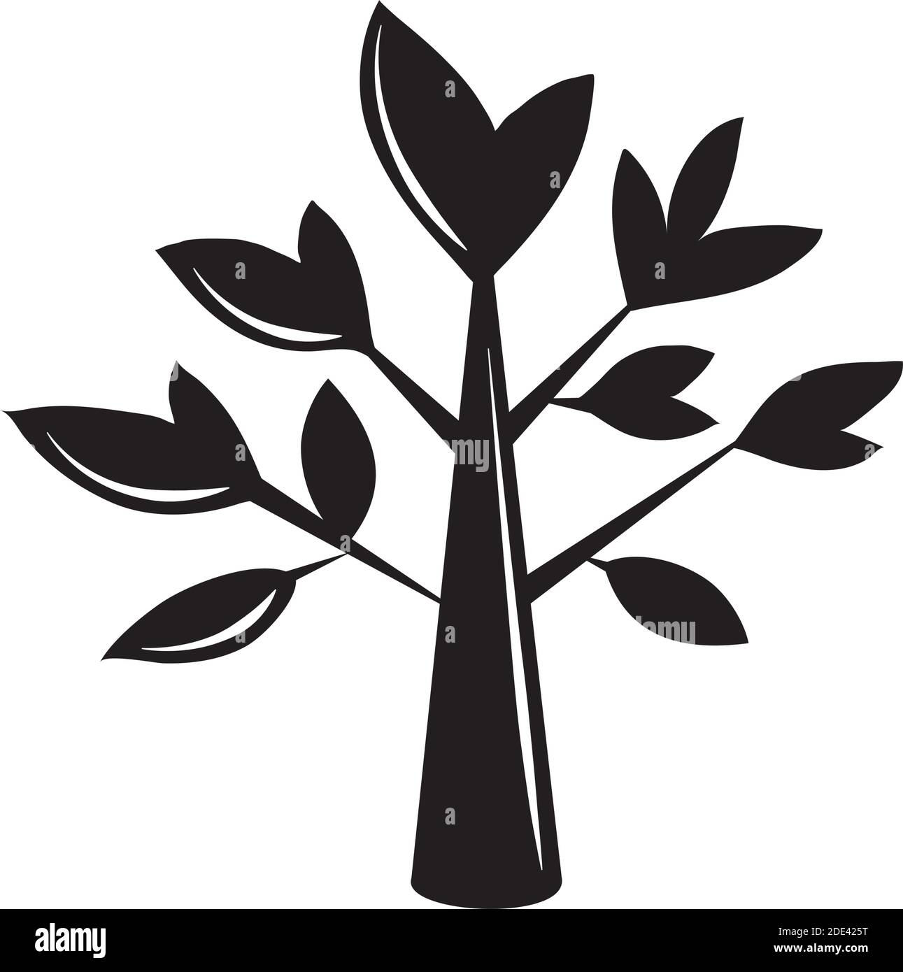 tree branch leaves nature silhouette icon vector illustration Stock ...