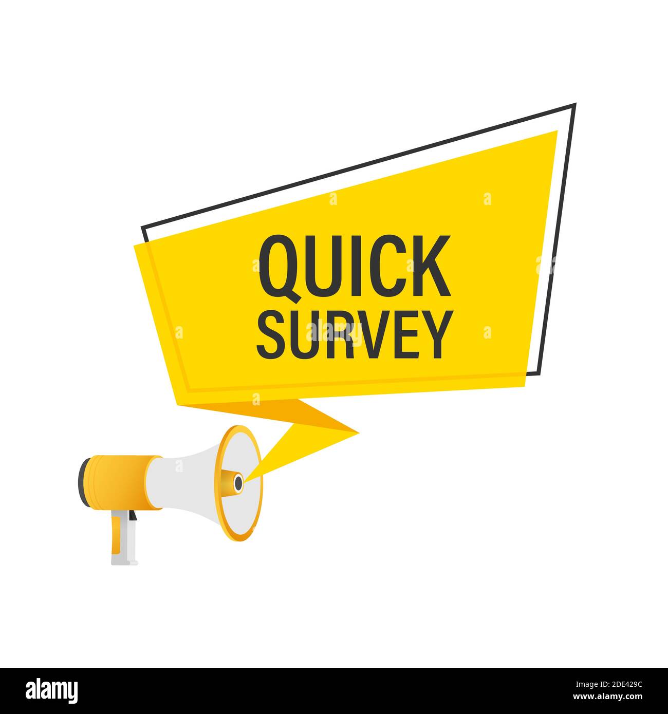 Megaphone Hand, business concept with text Quick survey. Vector stock ...