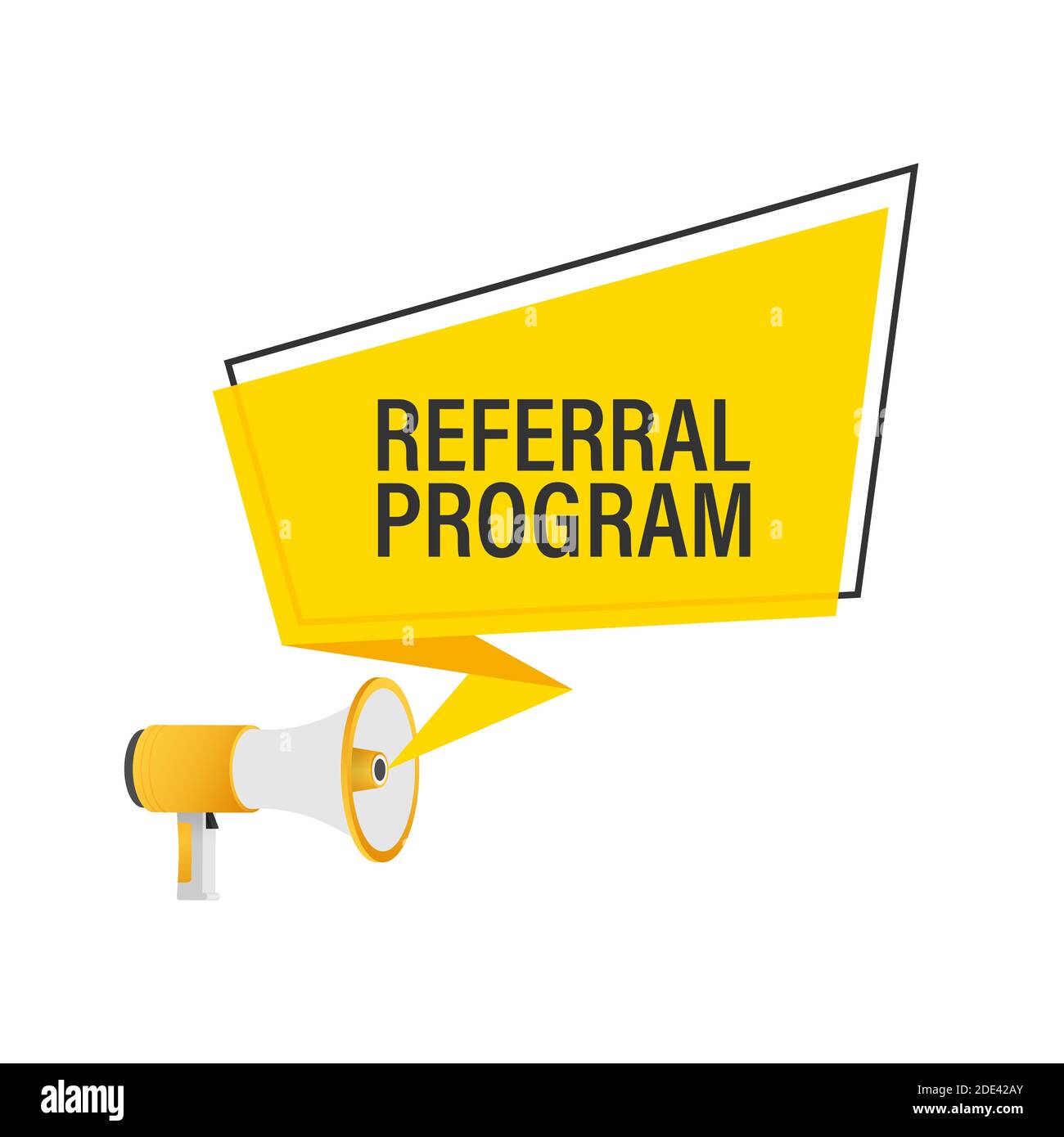 Hand holding megaphone referral program hi-res stock photography and ...