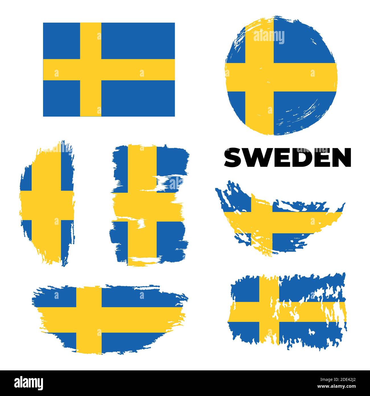 Grunge Sweden flags set. Vector stock illustration Stock Vector Image ...