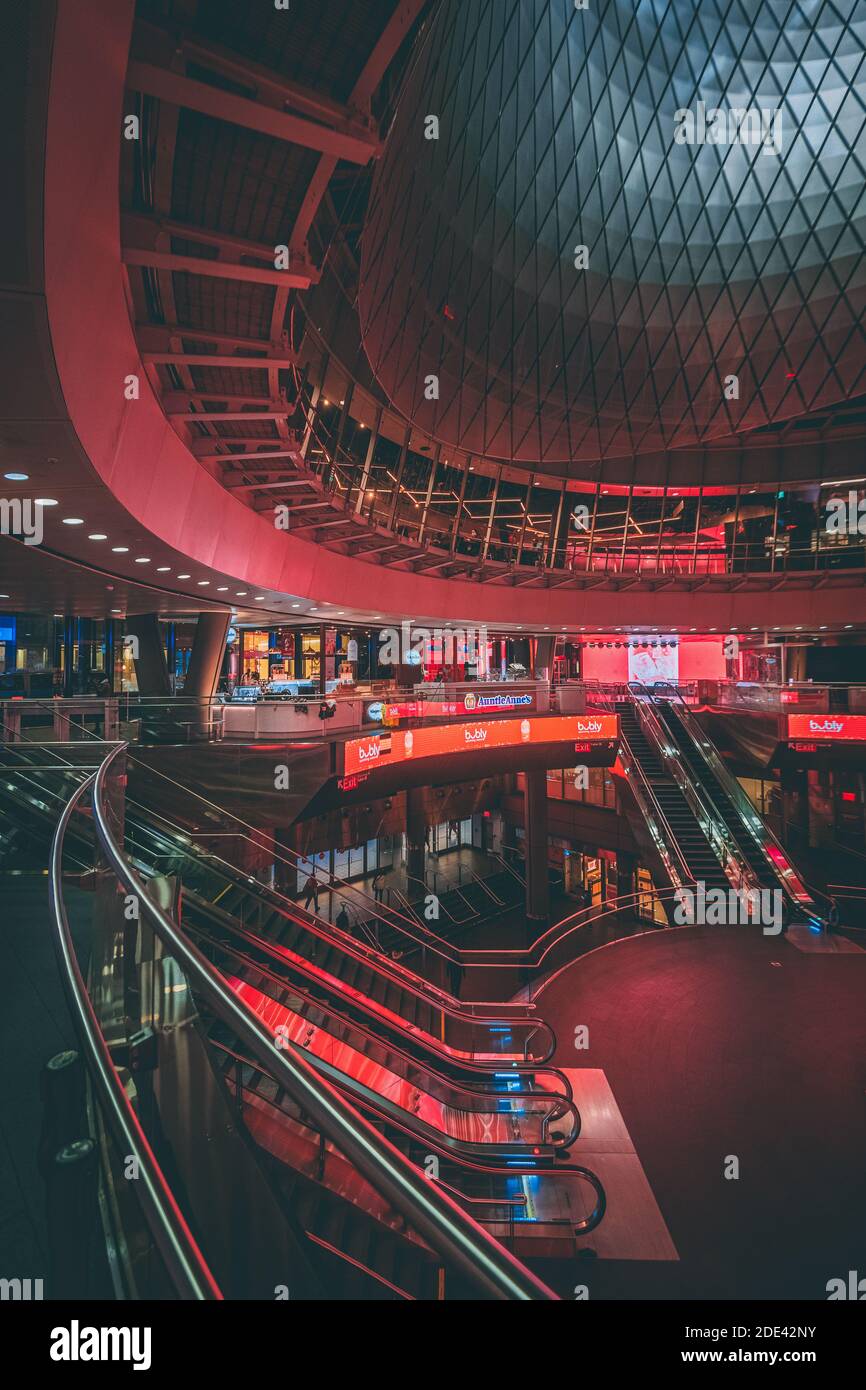 The interior of the Fulton Center, in the Financial District, Manhattan ...