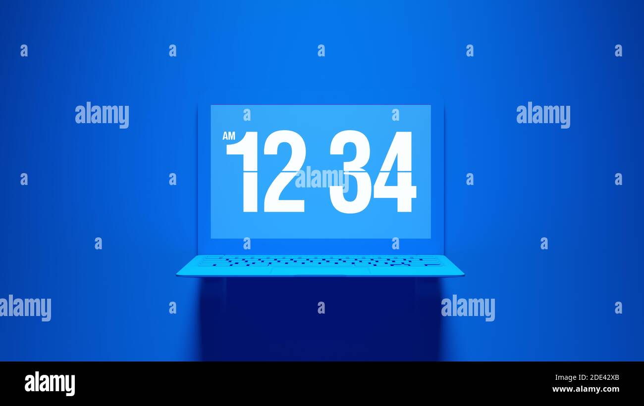 Blue Modern Digital Laptop Clock 3d illustration render Stock Photo - Alamy