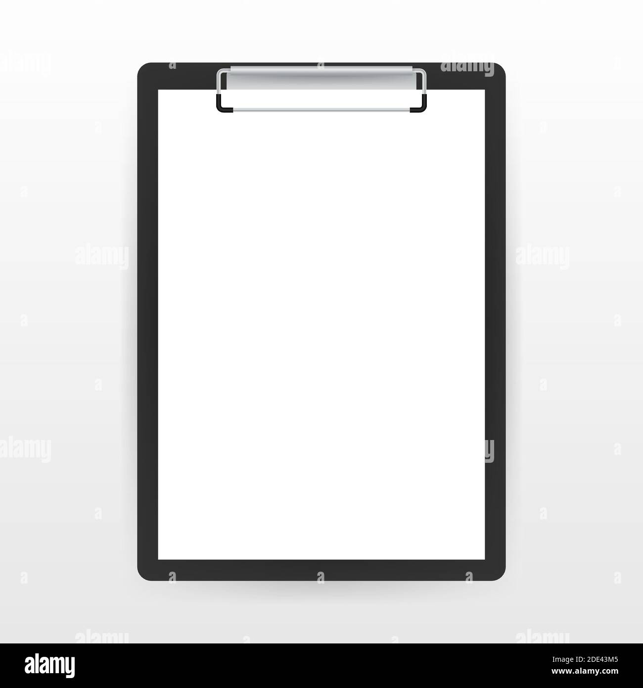 Black clipboard with blank white sheet. Vector stock illustration Stock ...