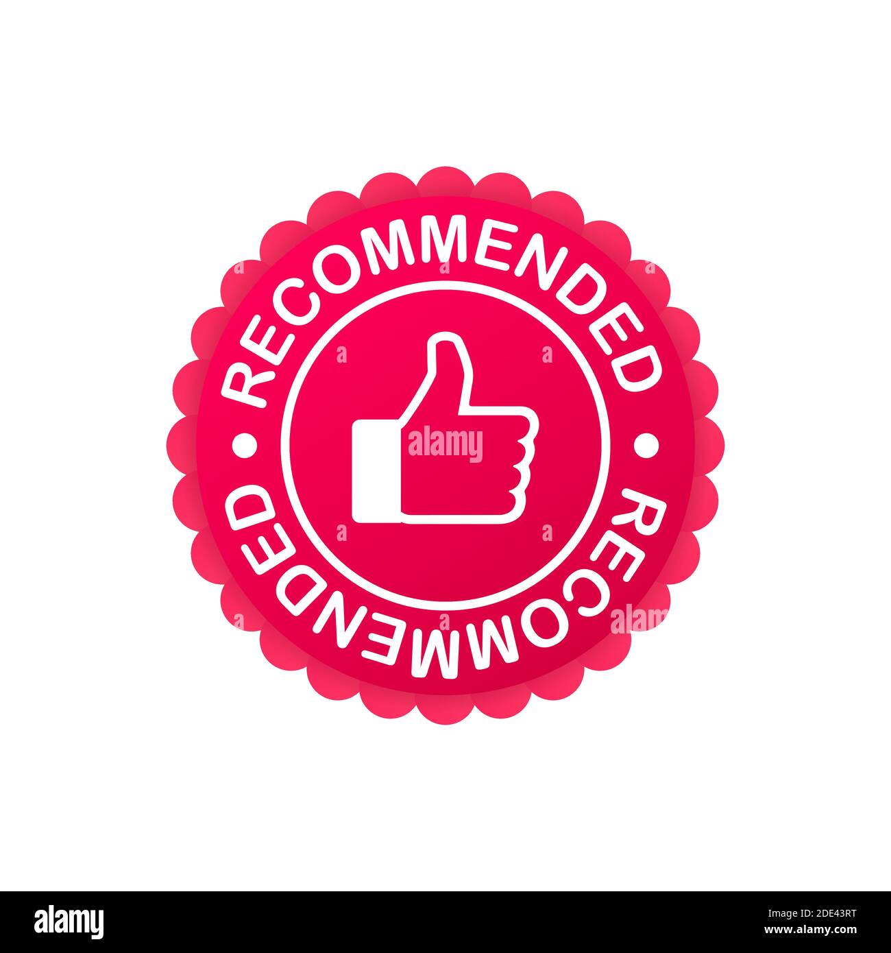 Recommend icon. White label recommended on blue background. Vector ...
