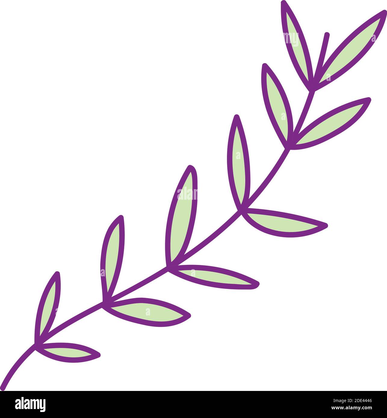 linear branch with leaves nature white background vector illustration ...