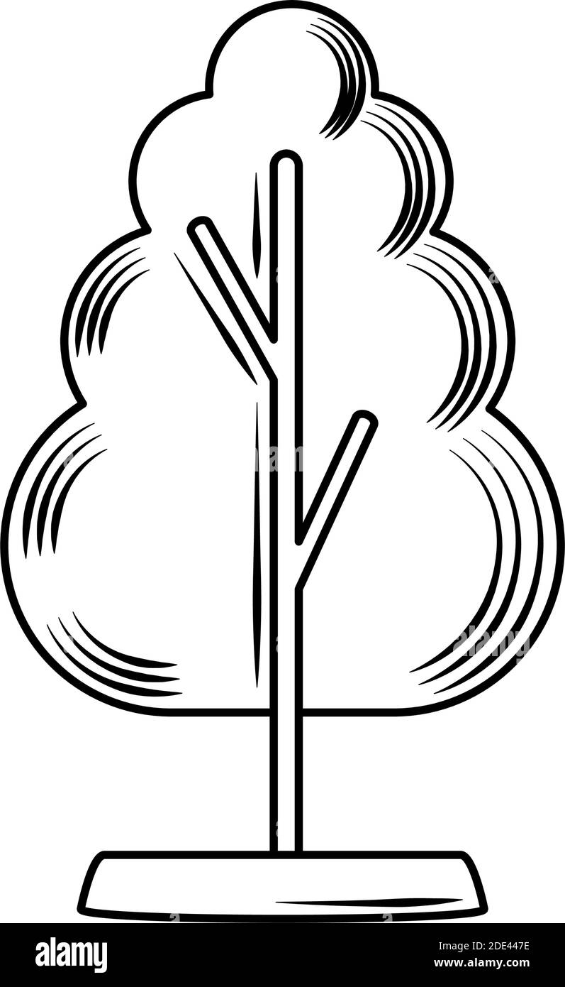 tree leafy vegetation nature linear style icon vector illustration ...