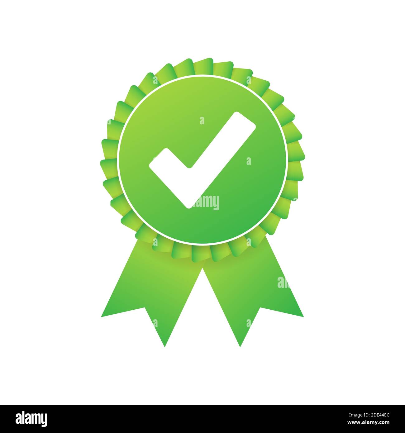 Checkmark. Green approved star sticker on white background. Vector ...