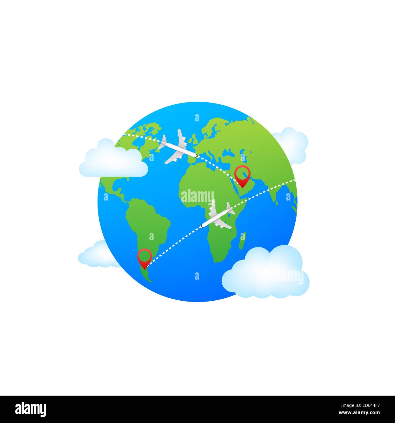 Plane flying around the world. Vector stock illustration Stock Vector ...