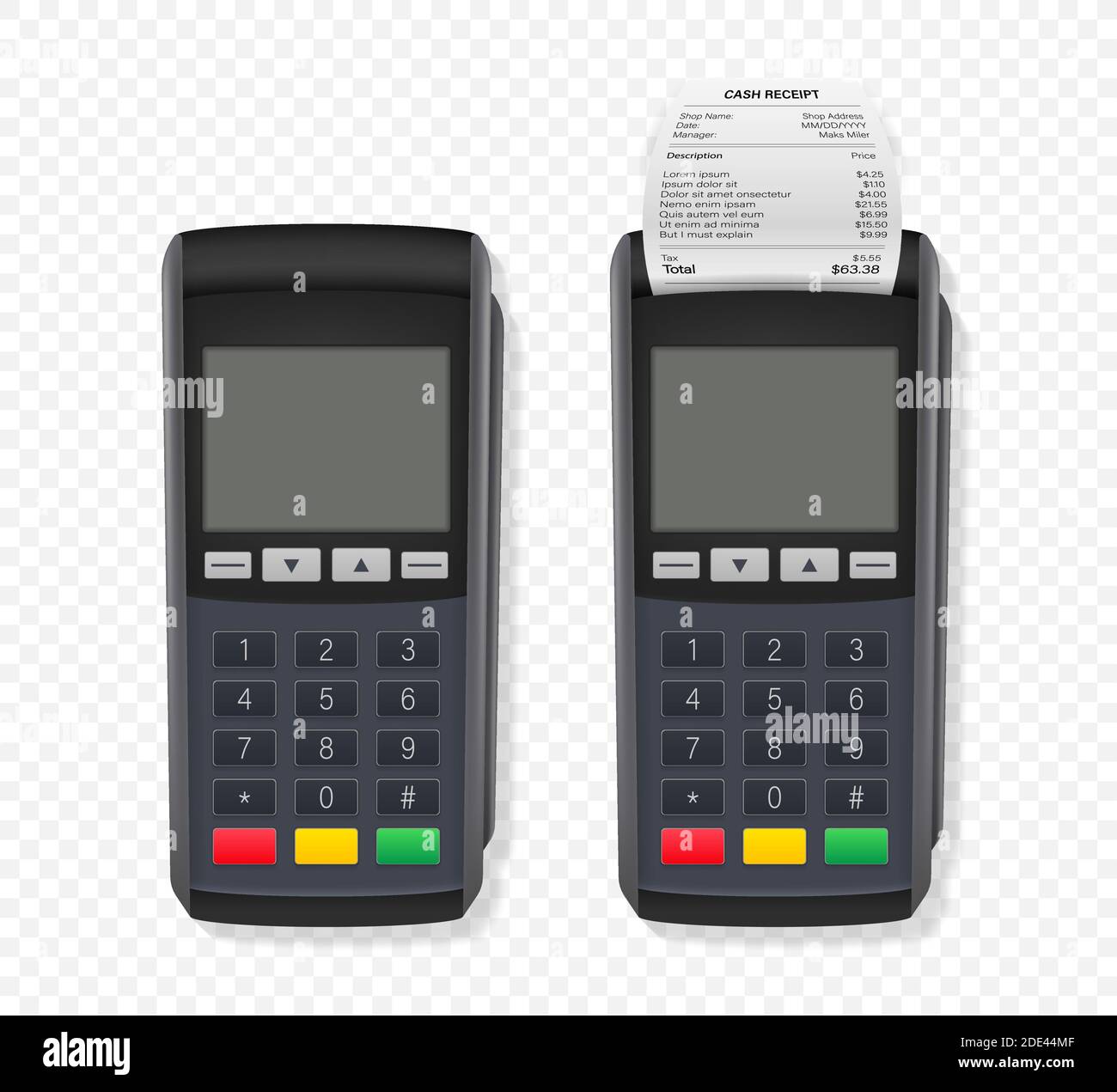 Payment terminal mockup. Pos terminal with blank screen. Cash register ...