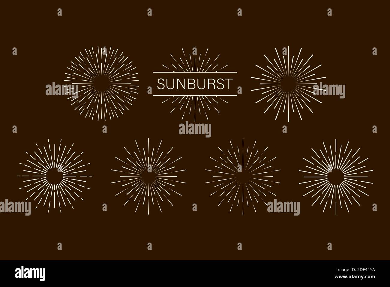 Sunburst set gold style isolated on background for logotype, emblem ...