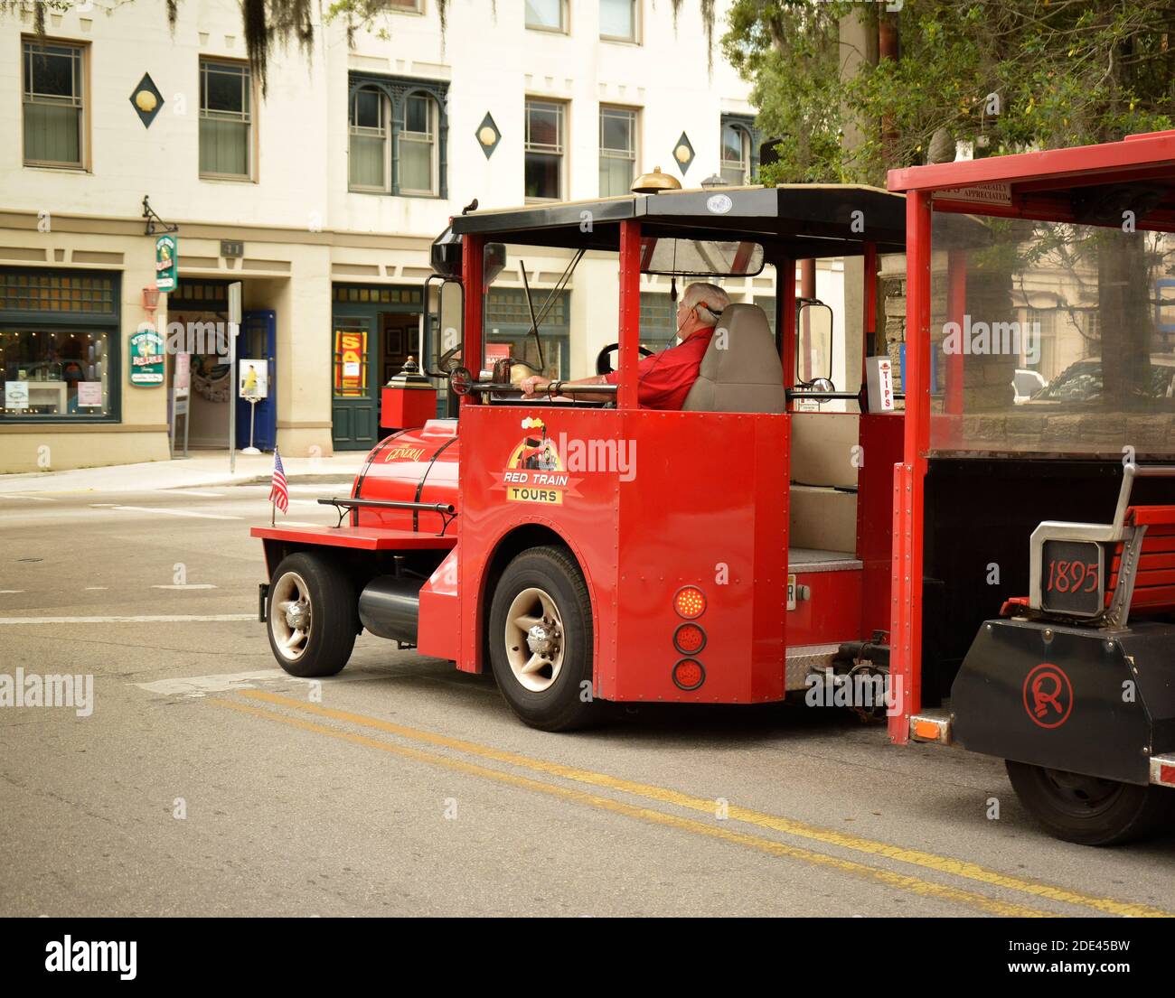 The Red Train tour Sightseeing driver commands a red train like bus for ...