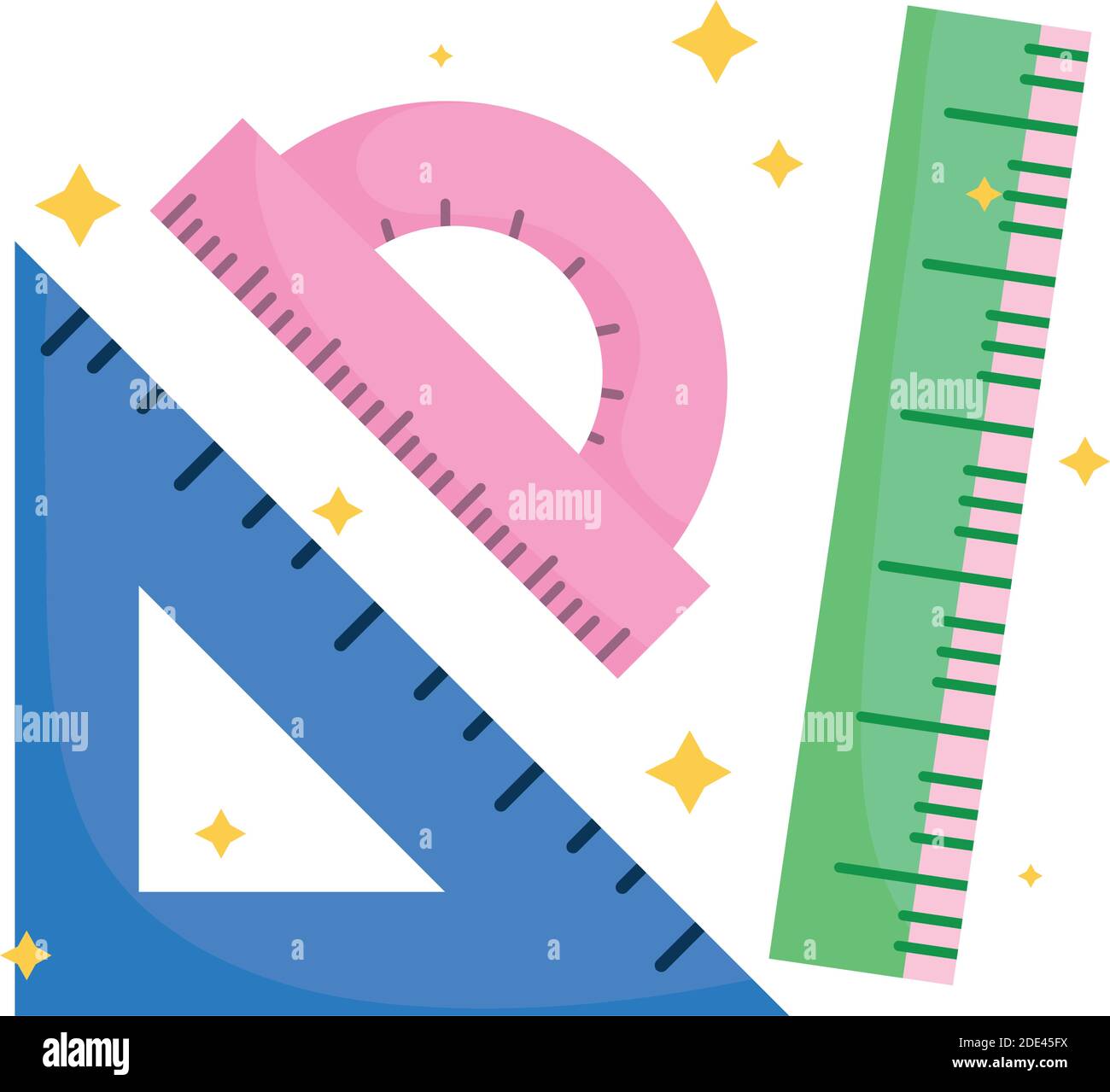 back to school, geometry ruler protractor and triangle measuring vector ...