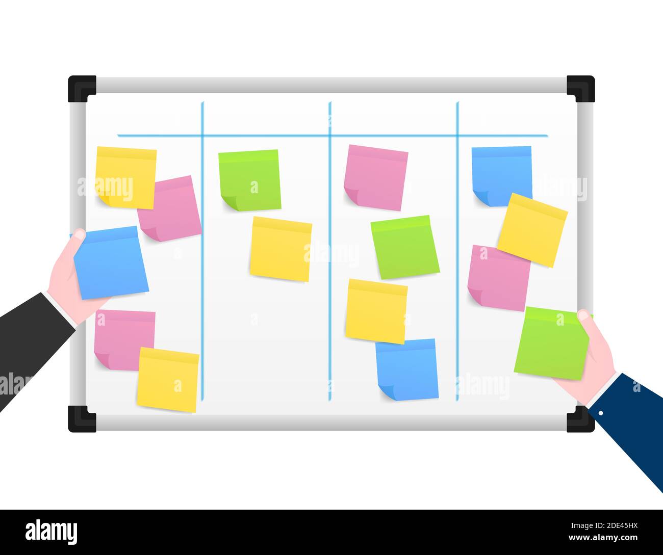 Board with Color Sticky Notes and Markers for Management. Weekly ...