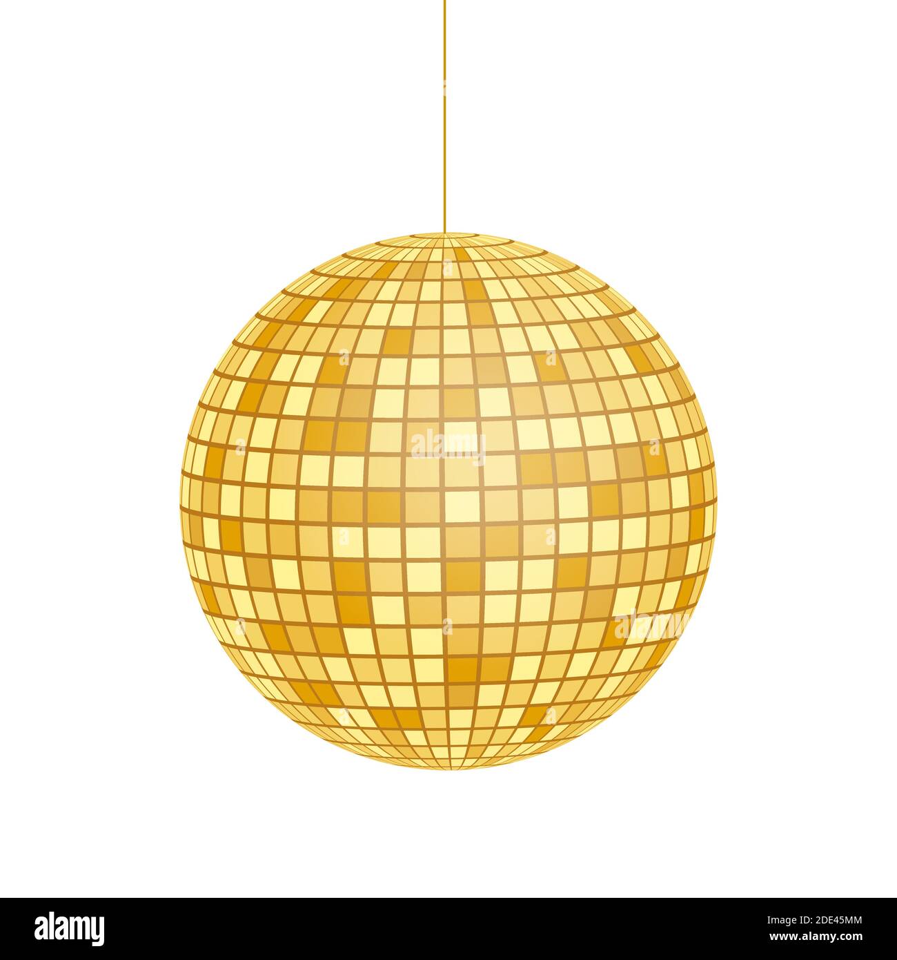 Gold Disco ball icon isolated on grayscale background. Vector stock ...
