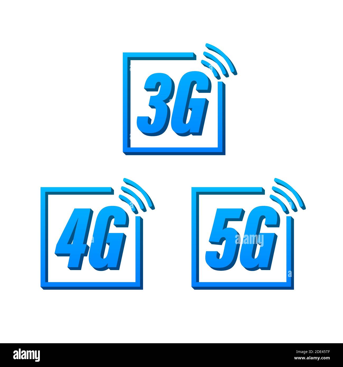 5G, 4G, 3G symbol set isolated on background, mobile communication ...